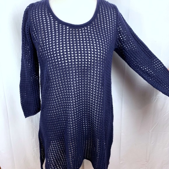 JEANNE PIERRE | Tops | Jeanne Pierre Womens Open Knit Navy Top M | Poshmark